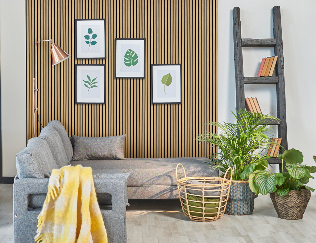 Edge - Wooden Wall Slats - White Oak (110", Wood-faced on all 3 slat ...