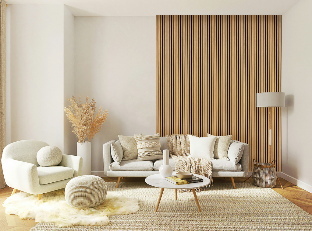 Edge Wooden Wall Slats - White Oak Design